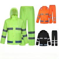 China Nylon Reflective Safety Rainwear Hooded High Visibility Rain Gear for sale