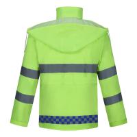 China SGS Reflective Safety Rainwear Hooded Collar Hi Vis Rain Gear for sale