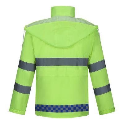 China SGS Reflective Safety Rainwear Hooded Collar Hi Vis Rain Gear for sale