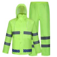 China SGS Reflective Safety Rainwear Hooded Collar Hi Vis Rain Gear for sale