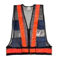 China Orange Reflective Safety Vests Construction High Visibility Vest Zipper Closure for sale