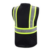 China Mesh Design Black Reflective Safety Vests With Zipper Closure Option for sale