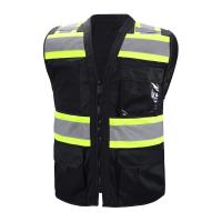 China Mesh Design Black Reflective Safety Vests With Zipper Closure Option for sale