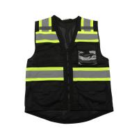 China Mesh Design Black Reflective Safety Vests With Zipper Closure Option for sale