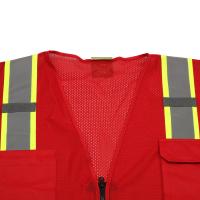 China Red Custom High Vis Vest Polyester Hi Vis Security Vest for sale
