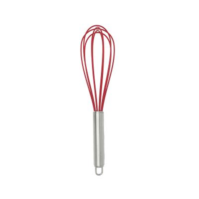 China 5 Wire Whisk Silicone Red 304 Stainless Steel Food Grade 25cm Kitchen Tool for sale
