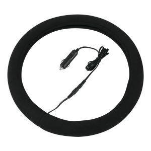 China Composite Fiber 38cm Black Heated Steering Wheel Cover for Car Waterproof and Durable for sale