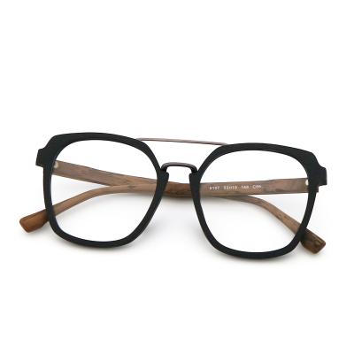 China New Fashionable Woodgrain Glasses Unisex Full Rim Acetate Glasses Frame MR 6107 for sale