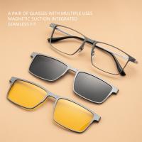 China Business Glasses Titanium Clip On Square Aluminum Glasses Frame for sale