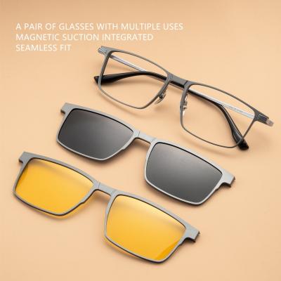 China Business Glasses Titanium Clip On Square Aluminum Glasses Frame for sale