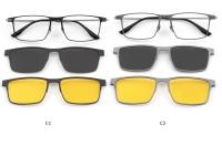 China Business Glasses Titanium Clip On Square Aluminum Glasses Frame for sale