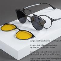 China Full Rim Frame Magnetic Pure Titanium Business Aluminum Clip On Glasses for sale