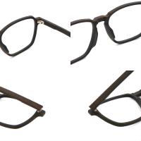 China Gold Black Glasses Wood Frame Acetate Wood Copy Glasses Frame MR 1694 for sale