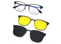 China Pure Titanium Aluminum Glasses Frame Clip-On Black Business Glasses for sale