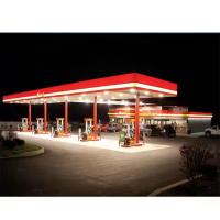 China Professional Steel Structural Build Prefab Space Frame Filling Gas Petrol Station Canopy Roof Construction Fuel Pump Gas Station for sale