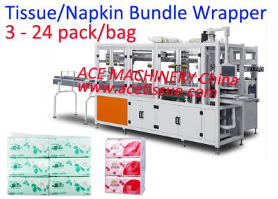 China PLC Servo Motors Napkin Tissue Packing Machine Fully Automatic 3-24 Bag/Bundle for sale