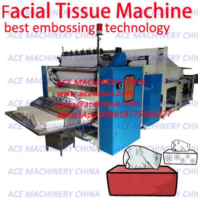 China High Speed Automatic Box Drawing Face Tissue Machine With Full Embossing And Edge Embossing for sale
