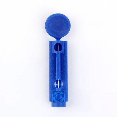 China Disposable Blue Plastic Twist Handle Tiny Touch 28 Gauge Blood Lancet Rapid Test Kits for sale