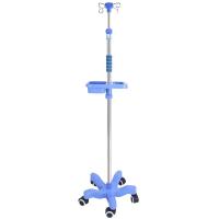 China Hospital Four Legged Mobile Stainless Steel Infusion Set IV Pole Drip Rack With Wheels for sale
