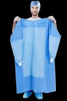 China Custom Disposable Sterile Reinforced Surgical Grown With Hand Towel Blue / Dark Blue for sale