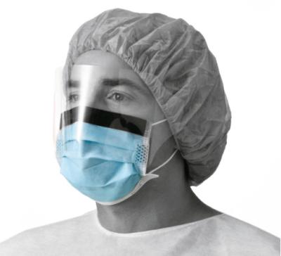 China 17.5x9.5cm White / Blue Face Mask With Shield With Ear Loops Anti-Fog Shield And Ties for sale