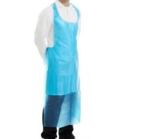 China 110x70cm Disposable PE Apron For Adult White / Blue With Header Available for sale