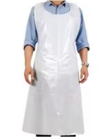 China 110x70cm Disposable PE Apron For Adult White / Blue With Header Available for sale