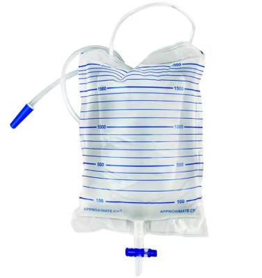 China Disposable Medical 1000ml Adult Urine Collection Bag With T Valve for sale