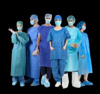 China Reinforcement Blue Surgical Gown Disposable Plastic isolation Gowns Waterproof Plastic Apron With fast shipments for sale