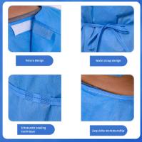 China Reinforcement Blue Surgical Gown Disposable Plastic isolation Gowns Waterproof Plastic Apron With fast shipments for sale
