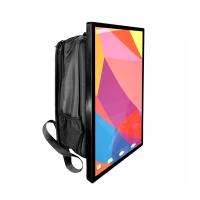 China 27 Inch 21.5 Inch Backpack With LCD Screen LCD Advertising Player Battery Outdoor Brightness HD 50000 Hours for sale