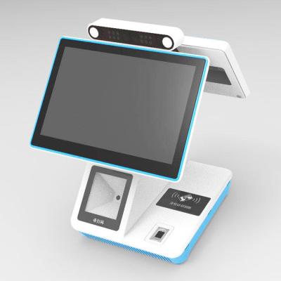 China Attendance Machine LCD Digital Signage 13.3 Inch Time Attendance Dual Screen Pos System Android Face Recognition for sale