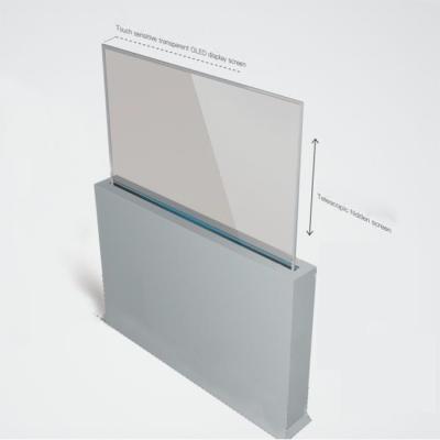 China Lifting Transparent OLED Digital Signage Android Windows Transparent Touch Screen Panel 55 Inch for sale