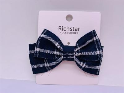 China 5cm Stripe Bow Children's Hair Clips - Plastic Hair Accessories for Girls with Custom Patterns for sale