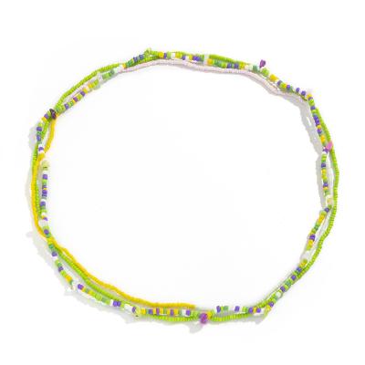 China Multilayer Beaded Choker Necklace for Women - 45cm Length, 1.5cm Width Fashion Jewelry with Rainbow Glass Seed Beads for sale