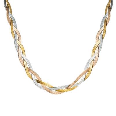 China Gold Twisted Ladies Fashion Necklace 1.5cm Width 45cm Length with Multiple Plating Options for sale