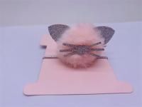 China Richstar Glitter Soft Pom Pom Hair Tie - Cat Shape Design with 100 Piece MOQ in Multiple Colors for sale