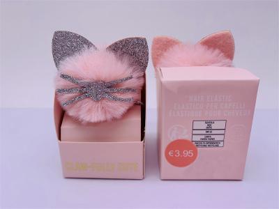 China Richstar Glitter Soft Pom Pom Hair Tie - Cat Shape Design with 100 Piece MOQ in Multiple Colors for sale