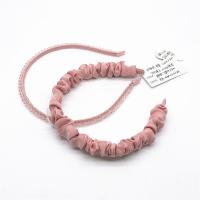 China Kids Satin Hair Band with Pink Beads - Pleated Crumpled Design, 100 Piece MOQ, Multiple Fastening Options for sale