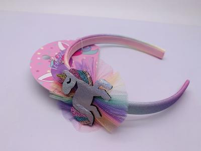China Polyester Unicorn Hair Band for Girls & Toddlers - 100 Piece MOQ with Rainbow Colors & Multiple Fastening Options for sale