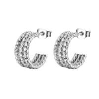 China Silver Hoop Fashion Earrings with Diamond Stud Design for Women Men Unisex for sale