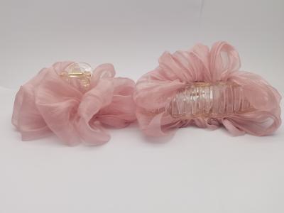 China RICHSTAR Fabric Hair Claw Clip Light Pink Gauze Material Hair Accessories Various Designs for sale