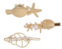 China RICHSTAR Copper-Aluminum Alloy Hair Accessories Gold Pearl Daily Wear Metal Hair Clips for sale