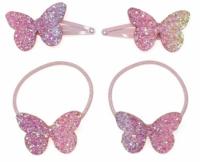 China Richstar Girls Butterfly Hair Clips Set 300pcs MOQ Iron Polyester Plastic Hair Accessories for Kids for sale
