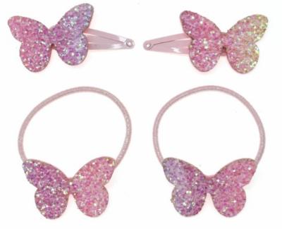 China Richstar Girls Butterfly Hair Clips Set 300pcs MOQ Iron Polyester Plastic Hair Accessories for Kids for sale
