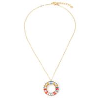 China RICHSTAR Ladies Fancy Necklace with Round Colorful Pendant - Rose Gold/Silver Plated, Adjustable Length 45-Day Delivery for sale