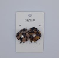 China RICHSTAR Acrylic Hair Claw Clip Leopard Print Effect Unisex Hair Accessory 45 Days Delivery for sale