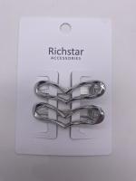 China RICHSTAR Lightweight Metal Hair Clips Silver Copper-Aluminum Alloy Hair Styling Accessories for sale