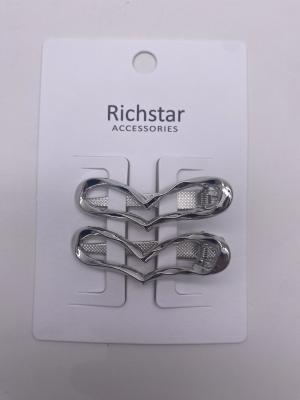 China RICHSTAR Lightweight Metal Hair Clips Silver Copper-Aluminum Alloy Hair Styling Accessories for sale