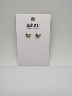 China Customizable Children Butterfly Earrings with Transparent Gems Polished Finish Daily Wear for sale